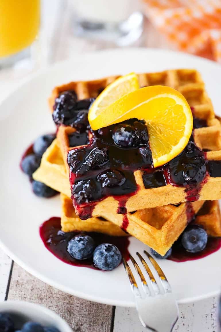 Buttermilk Waffles with Blueberry Sauce | How To Feed A Loon