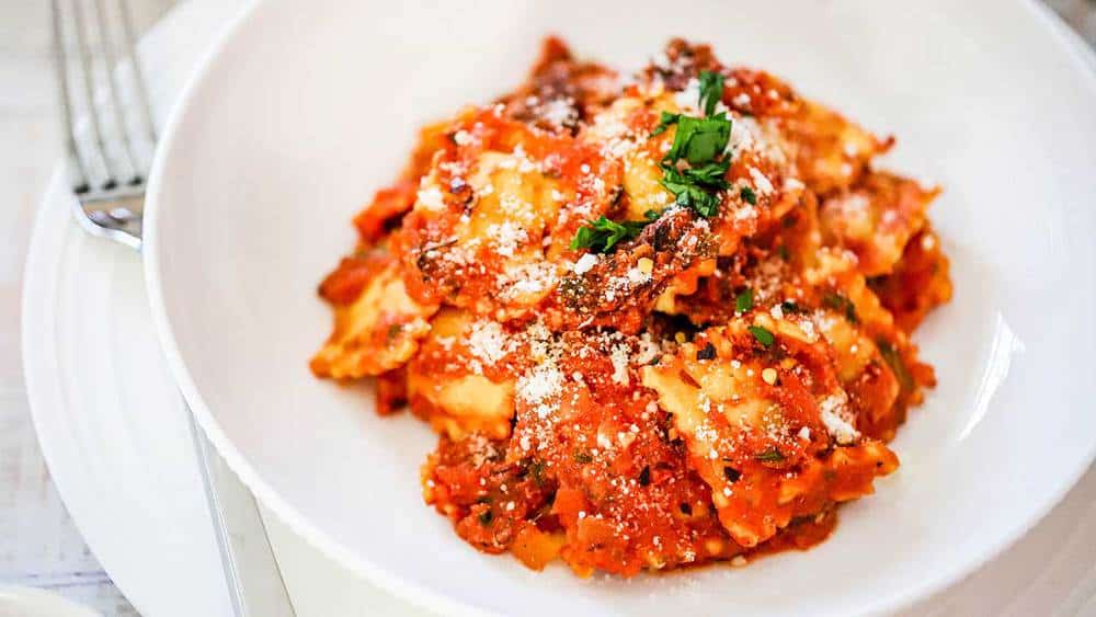 Easy Ravioli with Creamy Basil-Tomato Sauce | How To Feed A Loon